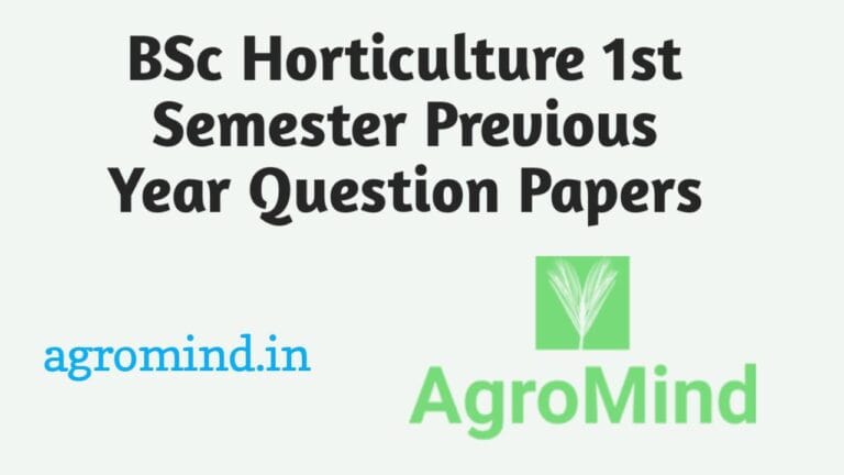 BSc Horticulture 1st Semester Previous Year Question Paper