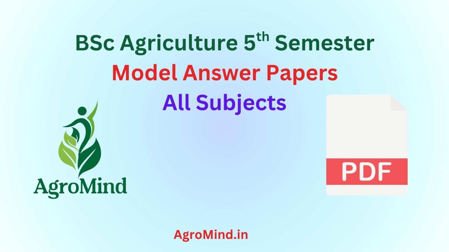 BSc Agriculture 5th Semester Model Answer Paper PDF Download