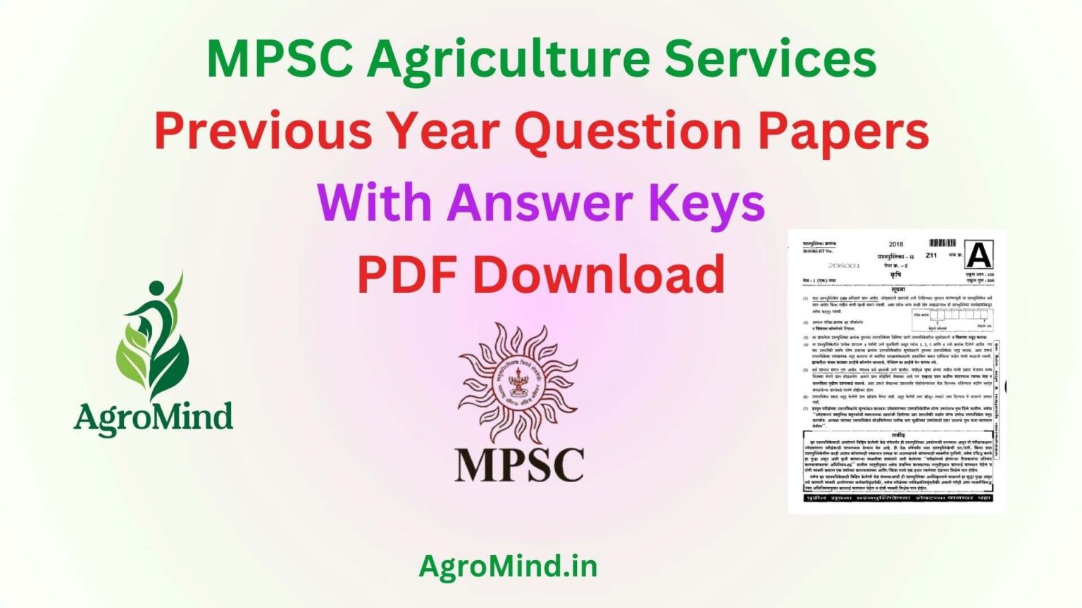 Agri-MPSC Previous Year Question Papers - AgroMind
